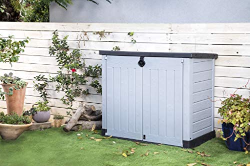 Keter Store-It-Out Ace 4.75 x 2.7 Foot Resin Outdoor Storage Shed with Easy Lift Hinges, Perfect for Trash Cans, Yard Tools, and Pool Toys - Bin Opening Kit Included