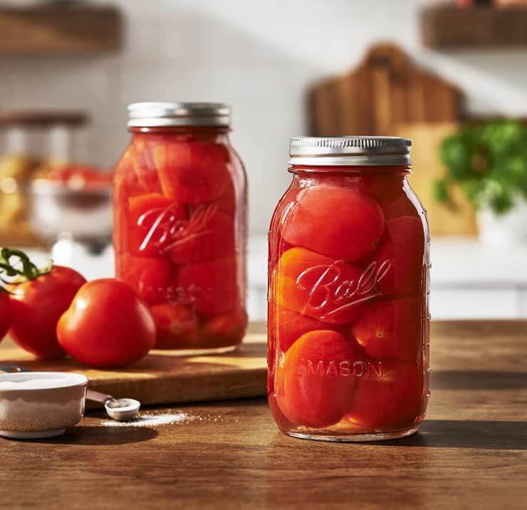 Regular Mouth Mason Jars 32 oz - (3 Pack) - Ball Regular Mouth Quart 32-Ounces Mason Jars With Airtight lids and Bands - For Canning, Fermenting, Pickling, Storage - Microwave & Dishwasher Safe