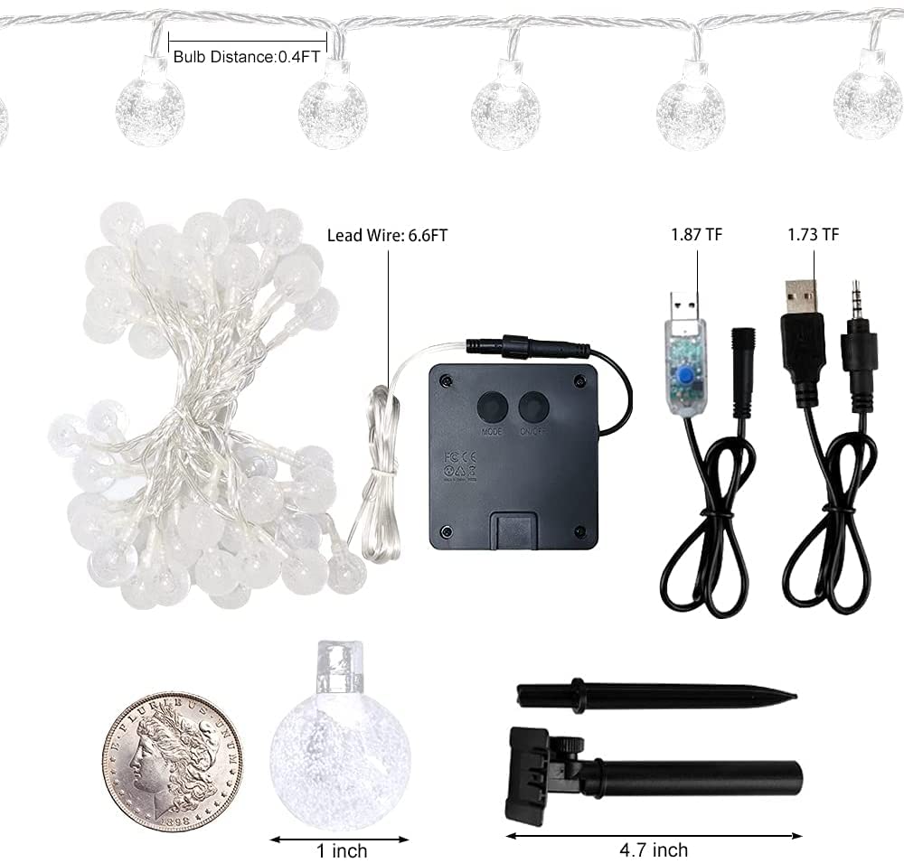 QUTTUP Blue String Lights 26ft 50 LED Indoor Outdoor, Plug in Fairy String Lights Clear Wire, 8 Modes Waterproof Christmas Tree Lights for Xmas Tree Party Bedroom Room Wall Decoration