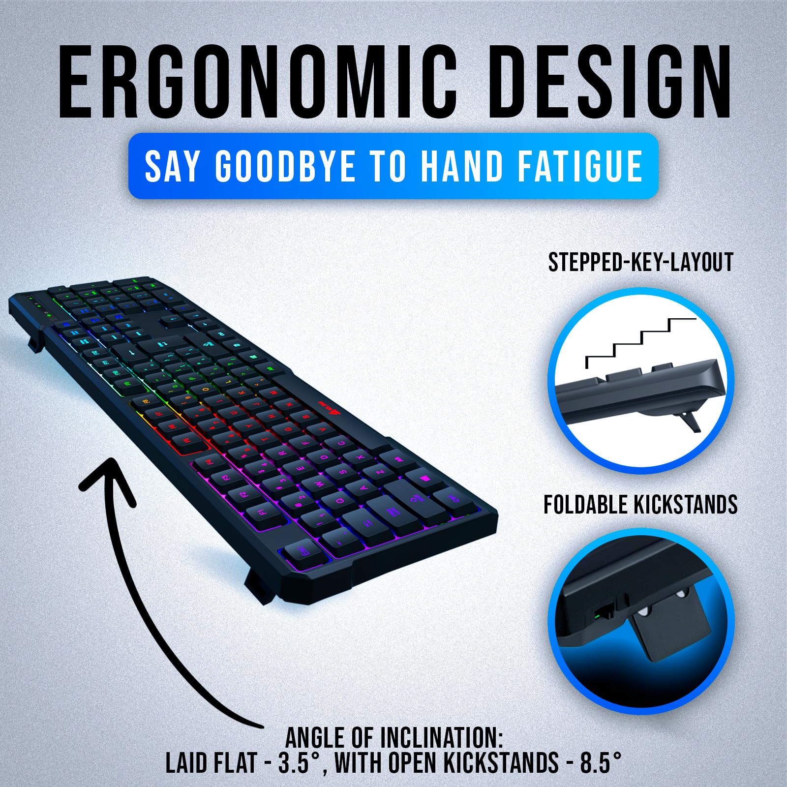 KLIM Chroma Gaming Keyboard Wired USB - New 2024 - Durable Ergonomic Waterproof Silent Backlit - Ideal for Gaming and Office - Teclado Gamer - 2 ms Response Time - PC Laptop Mac PS4 PS5 - Black