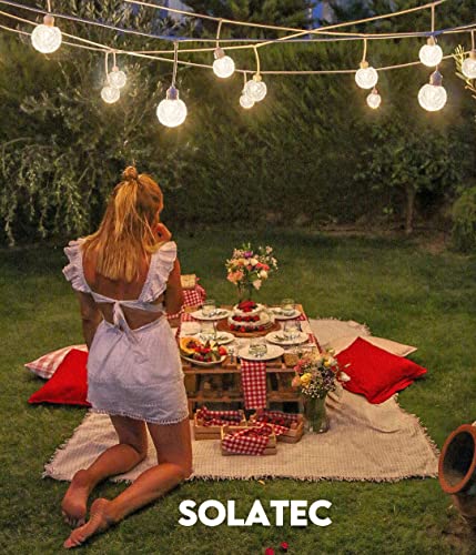 Solatec Led Smart String Lights, Shatterproof 25 RGBW Bulbs Color Changing IP65 Waterproof Light App Control with DIY Color Scenes, Music Modes, Bluetooth 21.2ft Globe Lights for Backyard Porch
