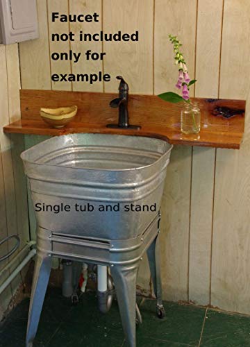 Square Wash Tub with standard 1-1/2" tailpiece Kitchen Sink Basket Drain Strainer (Double tub with standard 1-1/2" tailpiece drain and stand)