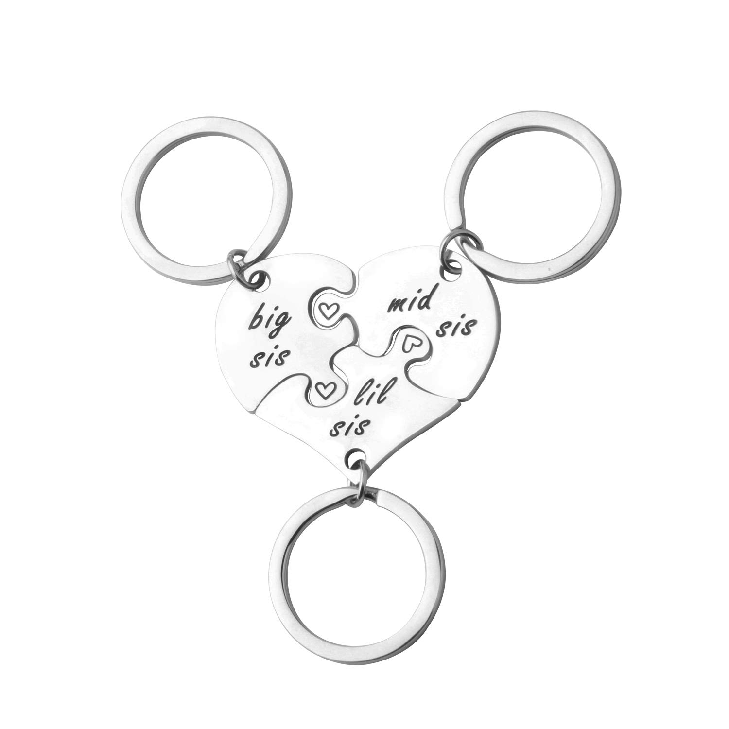 MAOFAED 3 Pieces Sisters Keychains Set Big Sis Mid Sis Lil Sis Matching Set 3 Sisters Gift Big Middle Little Sisters Gift