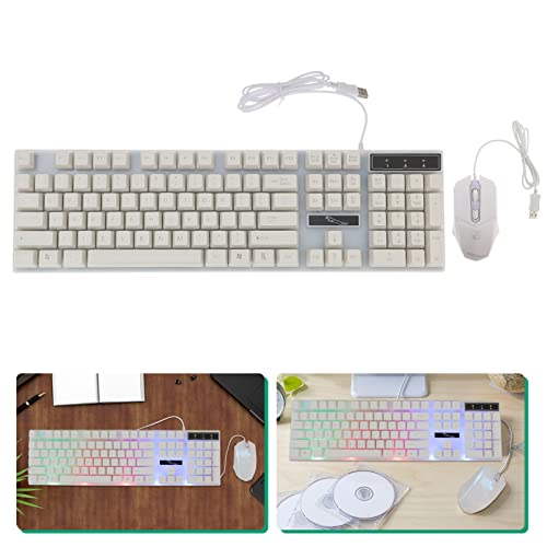 SOLUSTRE Mechanical Keyboard USB Keyboard LED Mechanical Gaming Keyboard Backlit Led Gaming Ergonomic Wired Keyboard for Laptop PC Computer Game and Work (White) Pc Keyboard Computer Keyboard