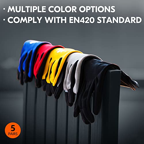 Vgo... 5-Pairs Multi-Functional Safety Work Gloves, Builder Gloves, Gardening Gloves, Light Duty Gloves, Value Pack (Size L, 5 Colors, AL8736)