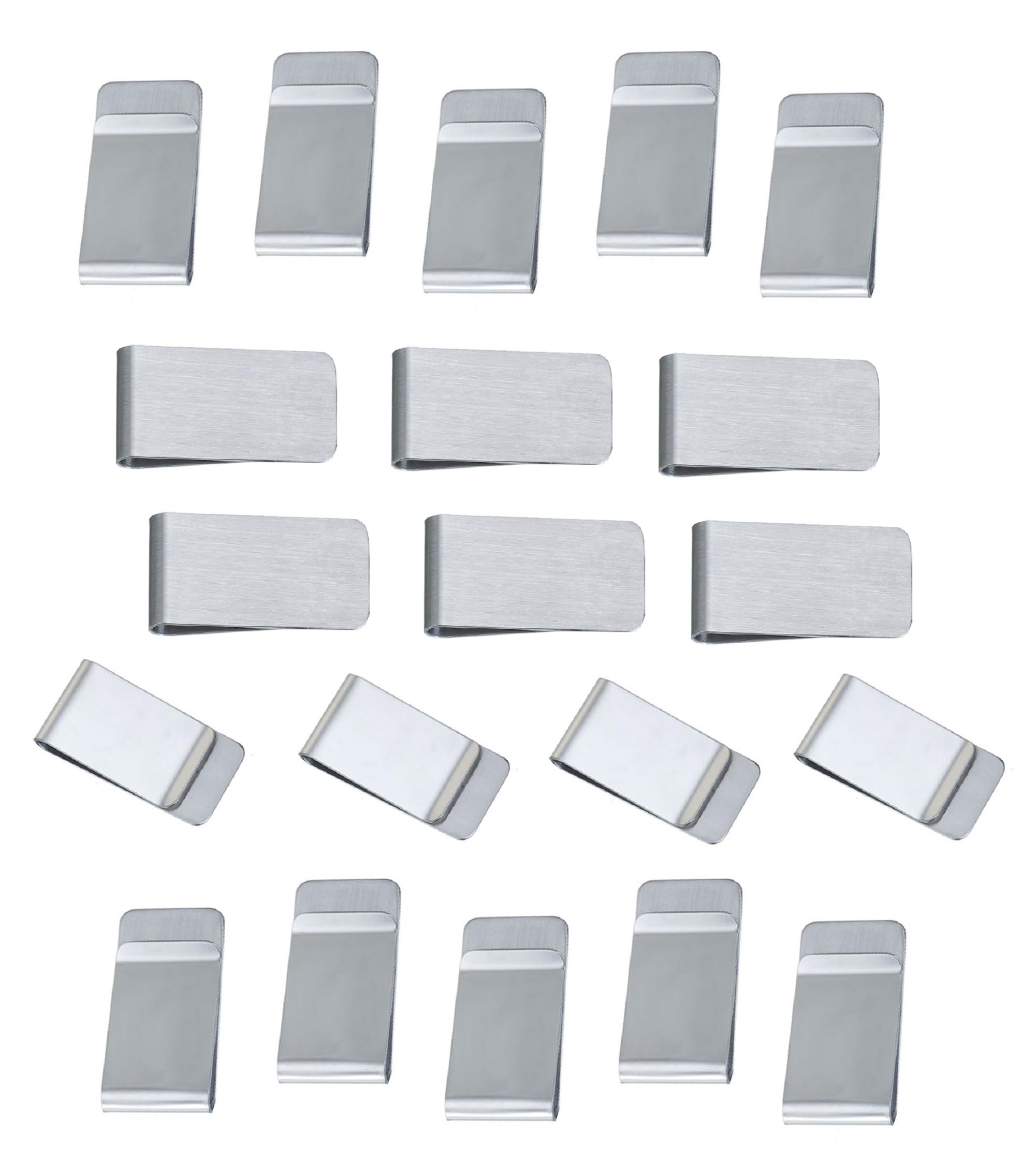 JGFinds Metal Money Clip - 20 Pack, Stainless Steel Money Clip, Engraving Blanks, 2"x1", Gift Personalized Money Clips for Men