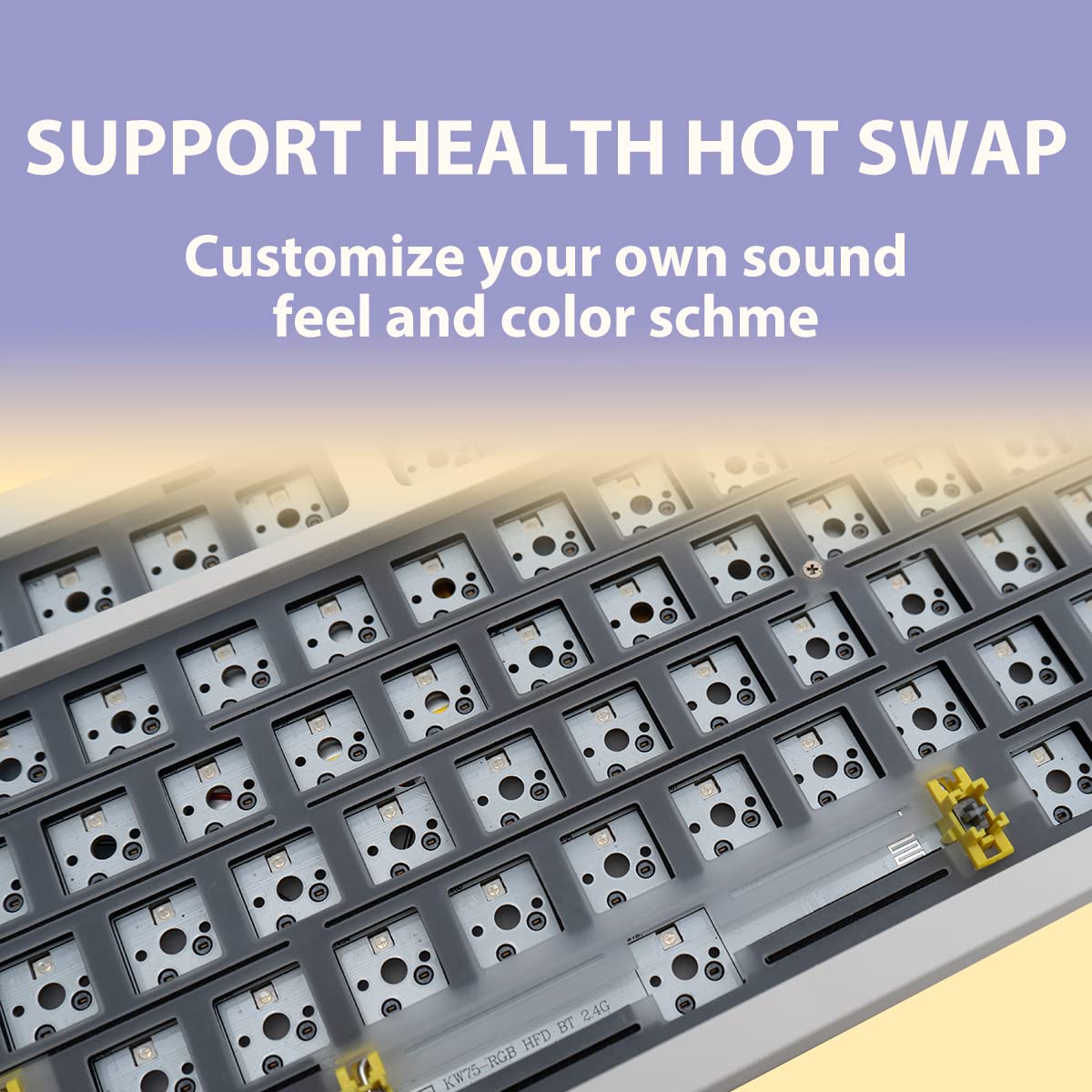 SUEHIODHY KW75 Gaming Keyboard Kit Hot-Swap Mechanical Keyboard 2.4GHz/Bluetooth 5.0/USB-Cwith Knob RGB Backlit(White)
