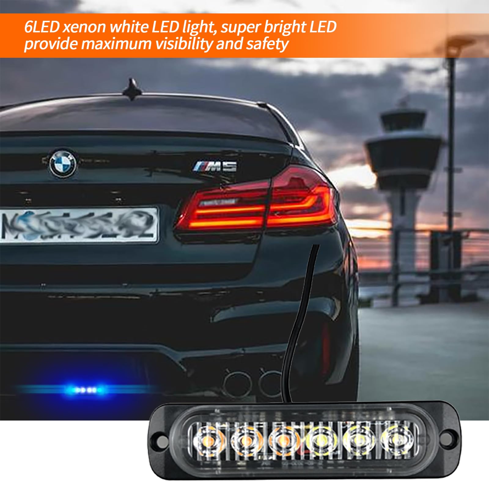 jeseny Pack-1 LED Light Bar, 4.4" x 1.1" 12-24V Waterproof Car High Light Warning Light, 12W 6 Lamp Beads Decorative Strobe Light for Most Cars SUVs and Trucks (Purple)