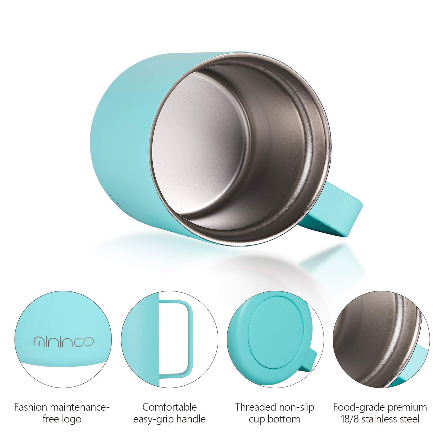 mininoo Stainless Steel Insulated Coffee Mug Cup with Handle,12OZ Double Wall Vacuum Travel Coffee Tumbler Mug with Lid Marble 2 Pack