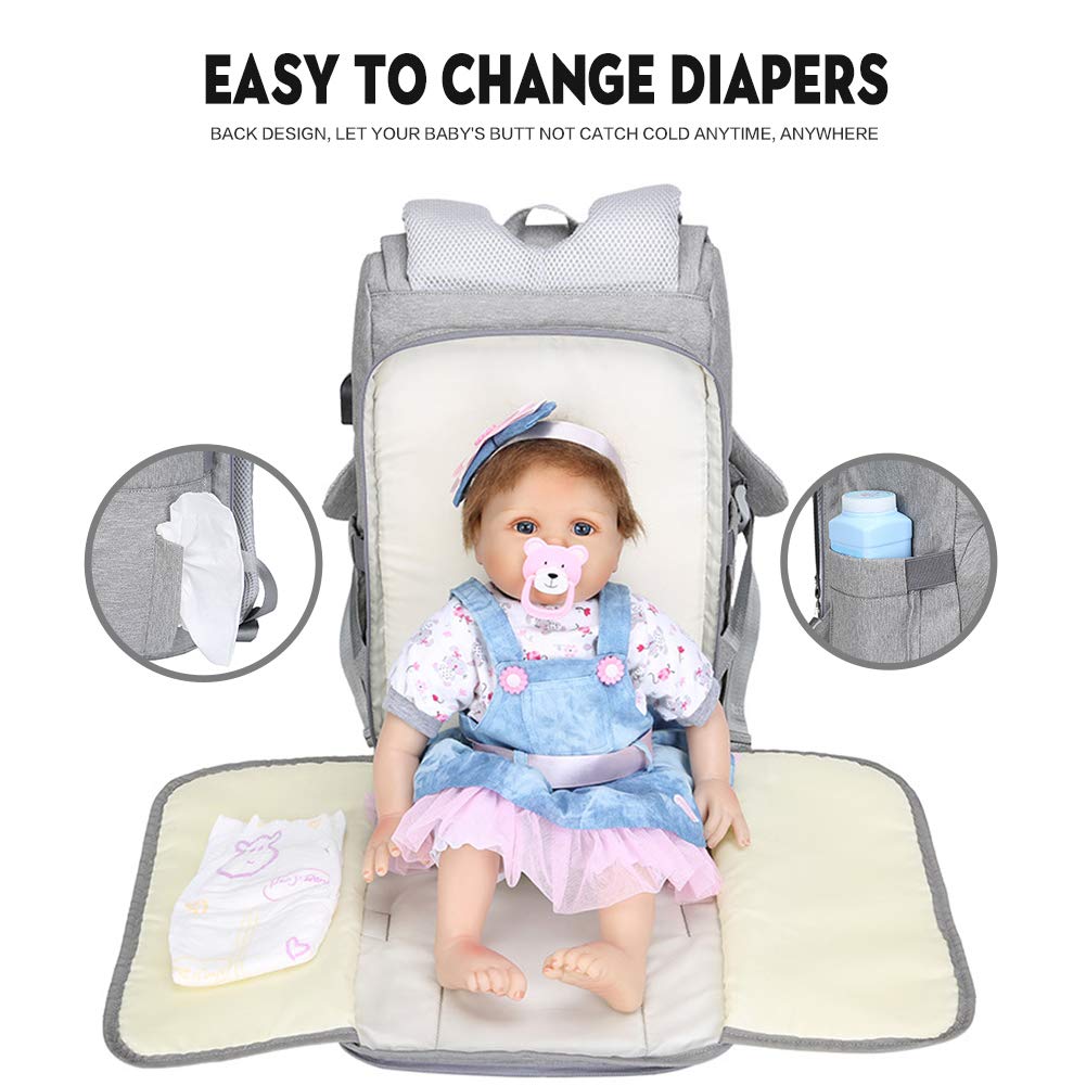 JHhomezeit Diaper Bag Backpack for Mom Dad, Large Baby Nappy Changing Bag w/Changing Pad…