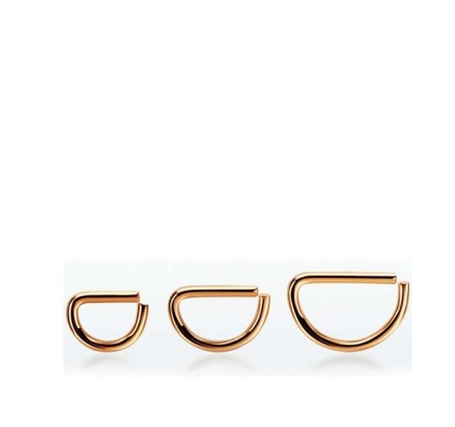 PAIR 16G 5/16" ROSE GOLD STAINLESS STEEL D SHAPE SEPTUM RING NOSE RETAINER Style 88888-818