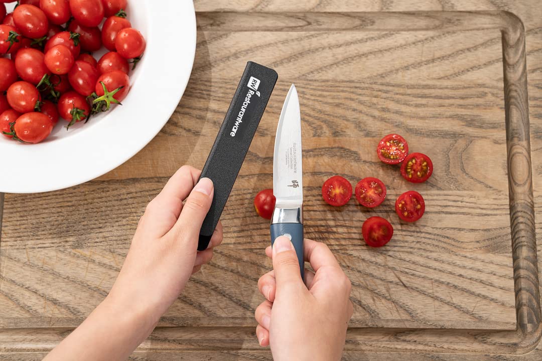 Restaurantware Sensei 6 x 1 Inch Knife Sleeve, 1 BPA-Free Knife Protector - Fits Steak Knife, Felt Lining, Black Plastic Knife Blade Guard, Durable, Cut-Proof