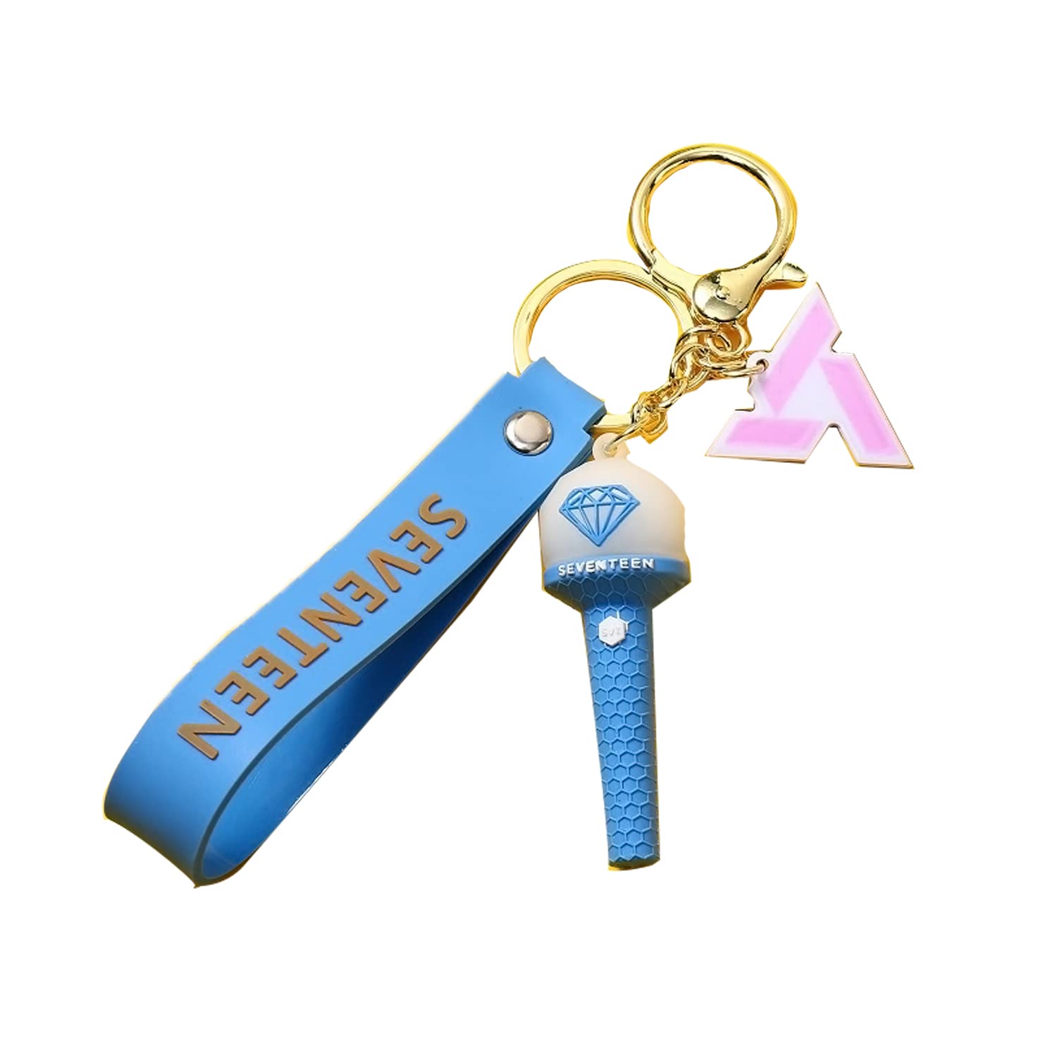 KPOP Light Stick ATEEZ Seventeen Aespa ITZY Rubber Keychain Key Ring Bag Ornaments (SEVENTEEN)