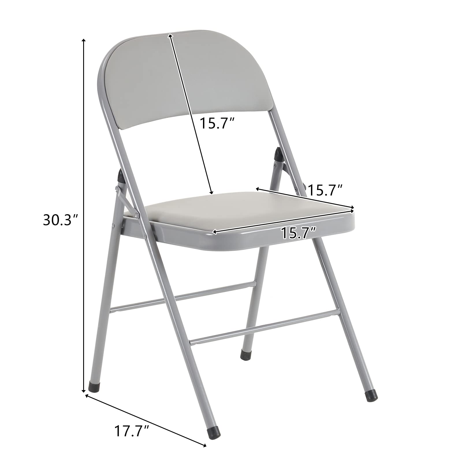 Karl home 6 Pack Grey Folding Chairs with Padded Seats for Outdoor & Indoor, Portable Stackable Commercial Seat with Steel Frame for Events Office Wedding Party, 330lbs Capacity
