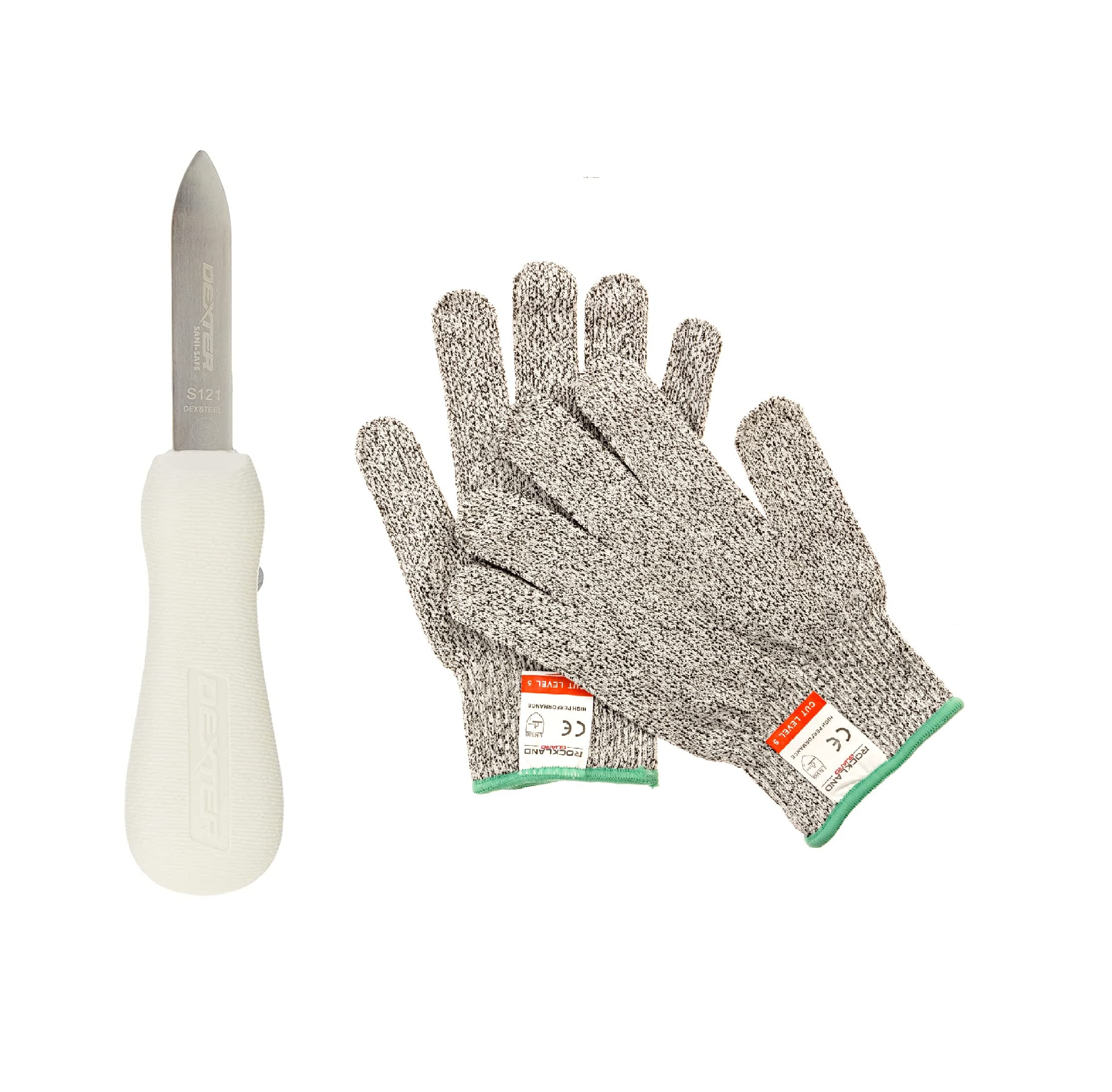 Rockland Guard Dexter-Russell 2.75" New Haven Style Oyster Knife Cut-Resistant Gloves - Perfect for Safe and Easy Oyster Shucking (Extra Large)