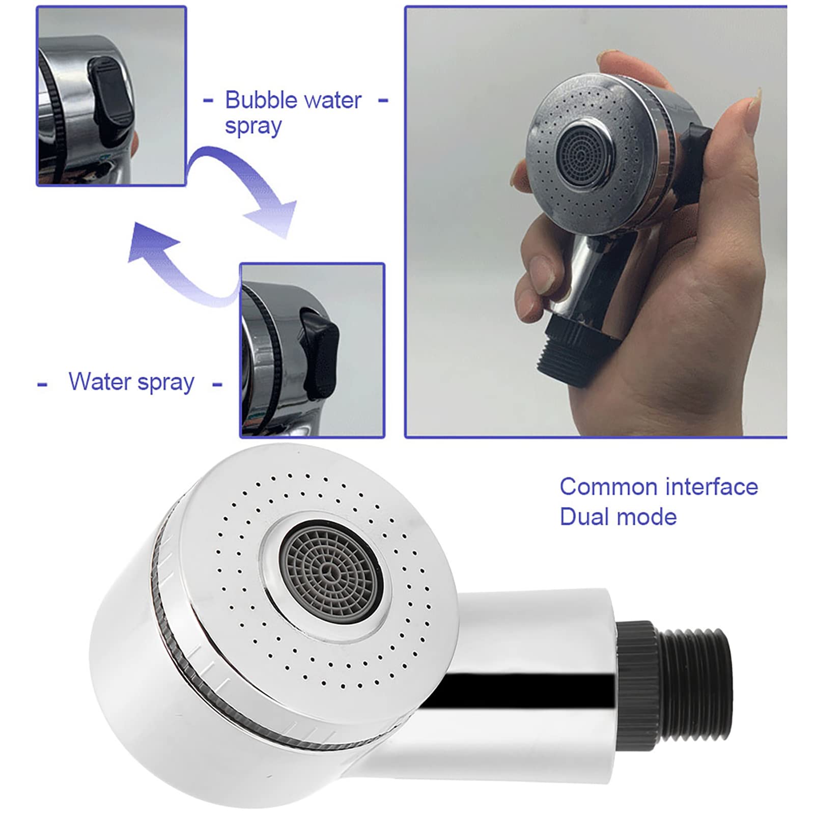 Sink Faucet Sprayer Attachment,Sprayer Head for Shampoo Bowl, Pedicure Spa, Salon,Side Control Button Sink Replacement Part for Hair Washing Dog Baby Shampoo Bath, Stainless Steel