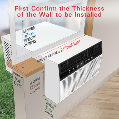 R.W.FLAME 10,000 BTU Window Air Conditioners, U-Shaped Air Conditioner Window Unit, Cools up to 450 Sq.ft, 6 Modes 24H Timer Energy-saving Window AC Units, Full Window View, White