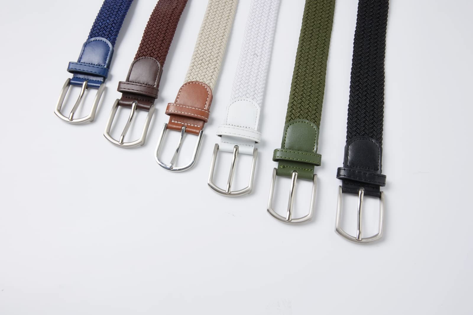 QHTETK Stretch Belt Men and Women Men's Woven Braided Web Belt for Golf Casual Pants Jeans (White)