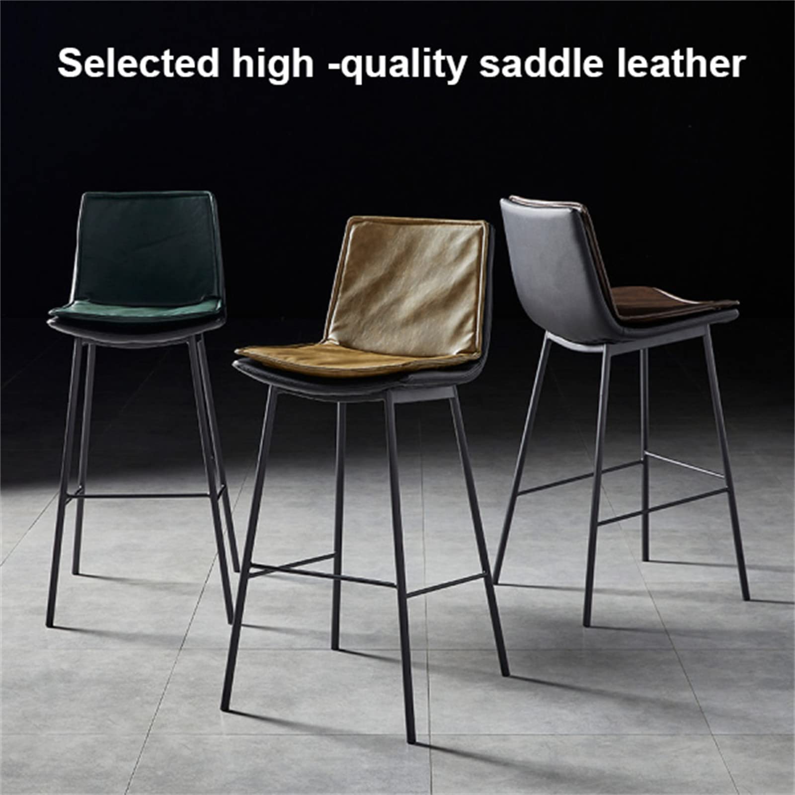 JHKZUDG Saddle Leather Bar Stools Set of 2,Counter Height Bar Stools,Modern Kitchen Island Bar Stools,Metal Dining Chairs Shop Stool,Urban Industrial Counter Chairs for Kitchen Island,Camel