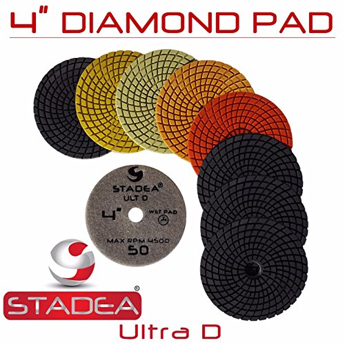 Stadea PPW104X Granite Polishing Pads 4" Diamond Pad 400 Grit For Granite Quartz Stones Polish