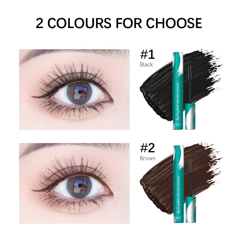 Mascara Black Volume and Length - Waterproof, Smudge-proof, No Flaking or Clumping, Liquid Lash Extension Brown Mascara for Stunning Eyes (Black)