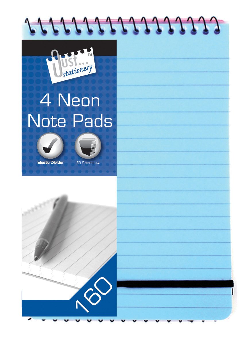 Just Stationery 100x150mm Neon PP Cover Notebook (Pack of 4)