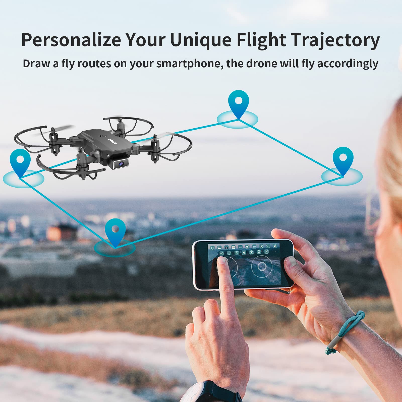 Mini Drone for Kids 8-12 with Camera - 1080P HD Foldable RC Drone for Beginners, Gesture Control, One Key Taking Off/Landing, Headless Mode, Altitude Hold, Trajectory Flight, 360° Flips, 3 Speed Modes