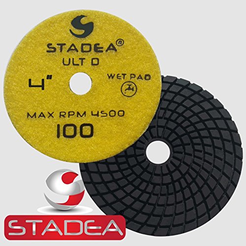 Stadea PPW108X Granite Polishing Pads 4" Diamond Pad Black Buff For Granite Quartz Stones Polish