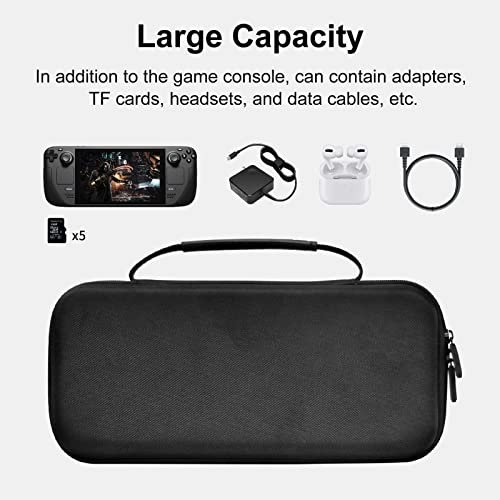 Lurdarin Steam Deck Compatible Carrying Case | EVA Hard Travel Protective Case for Game Console | Extra Pockets for Accessories and Games | Recessed Space
