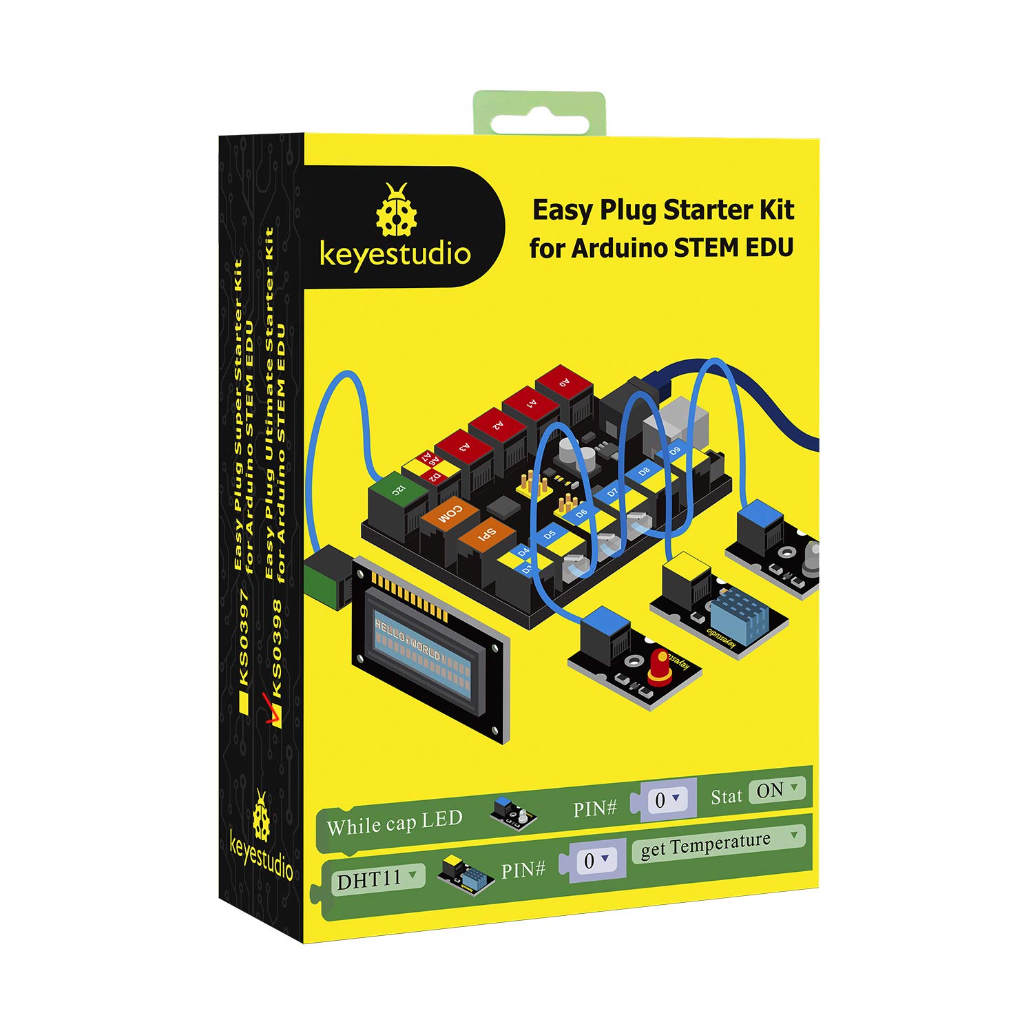 KEYESTUDIO Starter Kit V2 for Arduino with RJ11 Connector, Great STEM Education Kit for Students, Teachers and Hardware Enthusiast