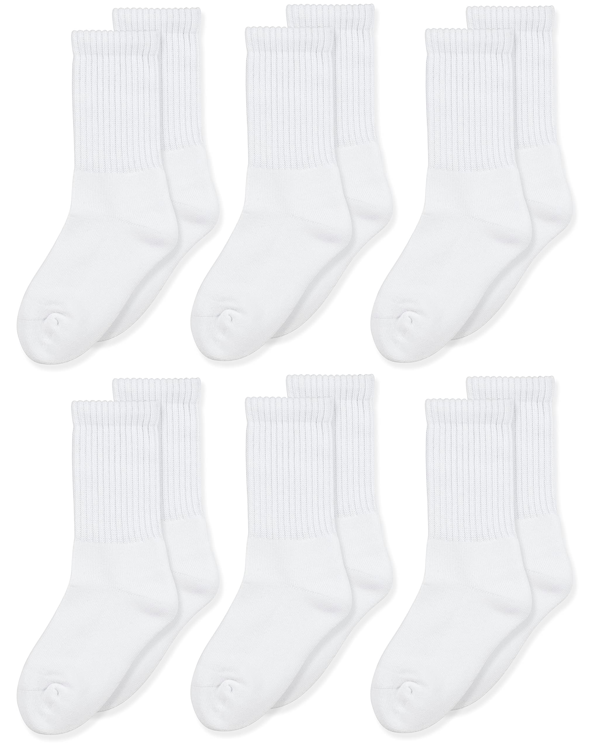 Jefferies Socks Big Boys' Seamless Toe Athletic Crew Socks, 6-pack White, 9-11(Large)(Shoe size 6-9)