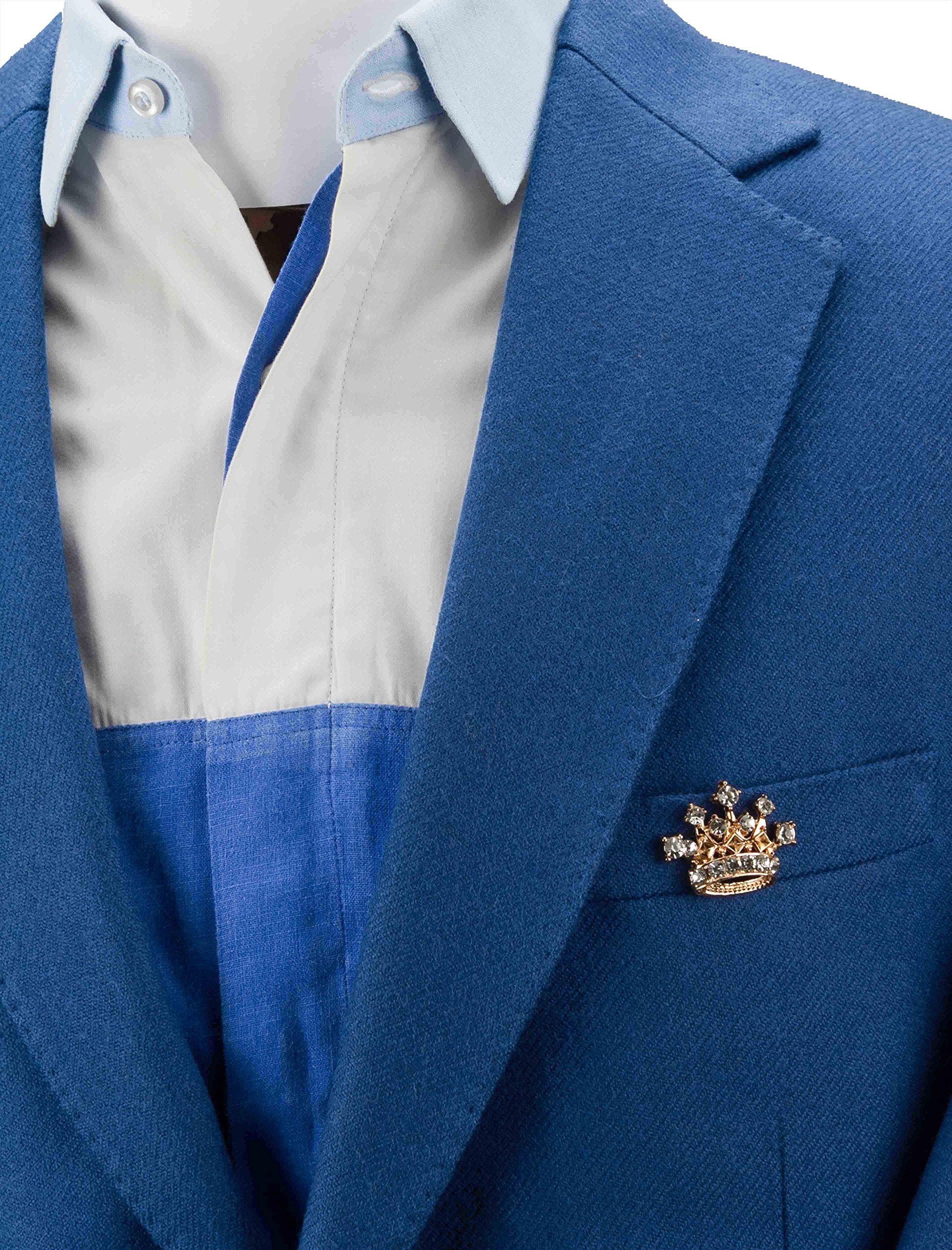 Knighthood Men's Golden Crown With Stone Detailing Lapel Pin/Brooch Golden