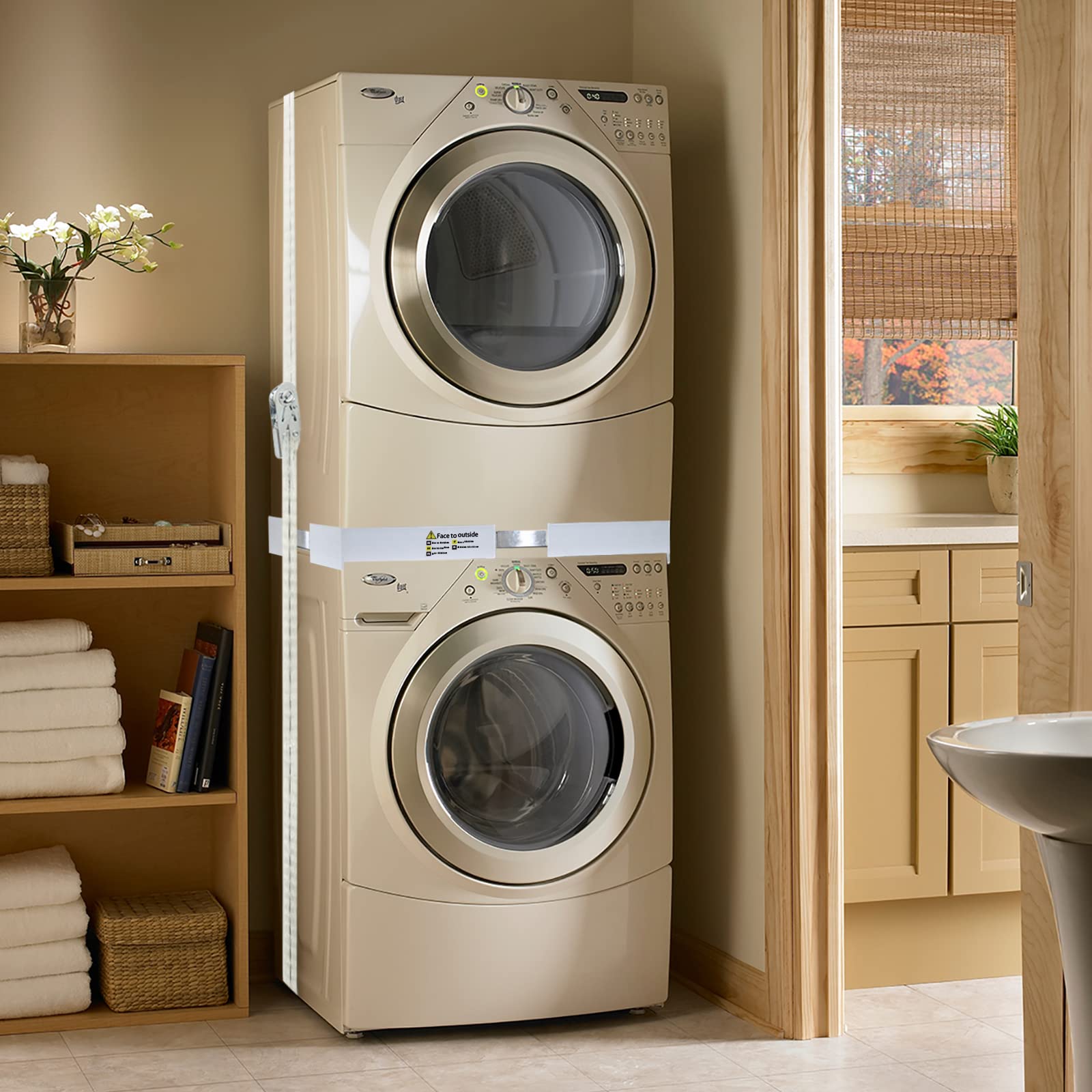 Kiss Core 29 inch Washer Dryer Stacking Kit, Universal Stacking Kit for Washer and Dryer, Adjustable 29"/28"/27"/26"/25"/24" Stackable Washer and Dryer Stacking Kit with Ratchet Strap