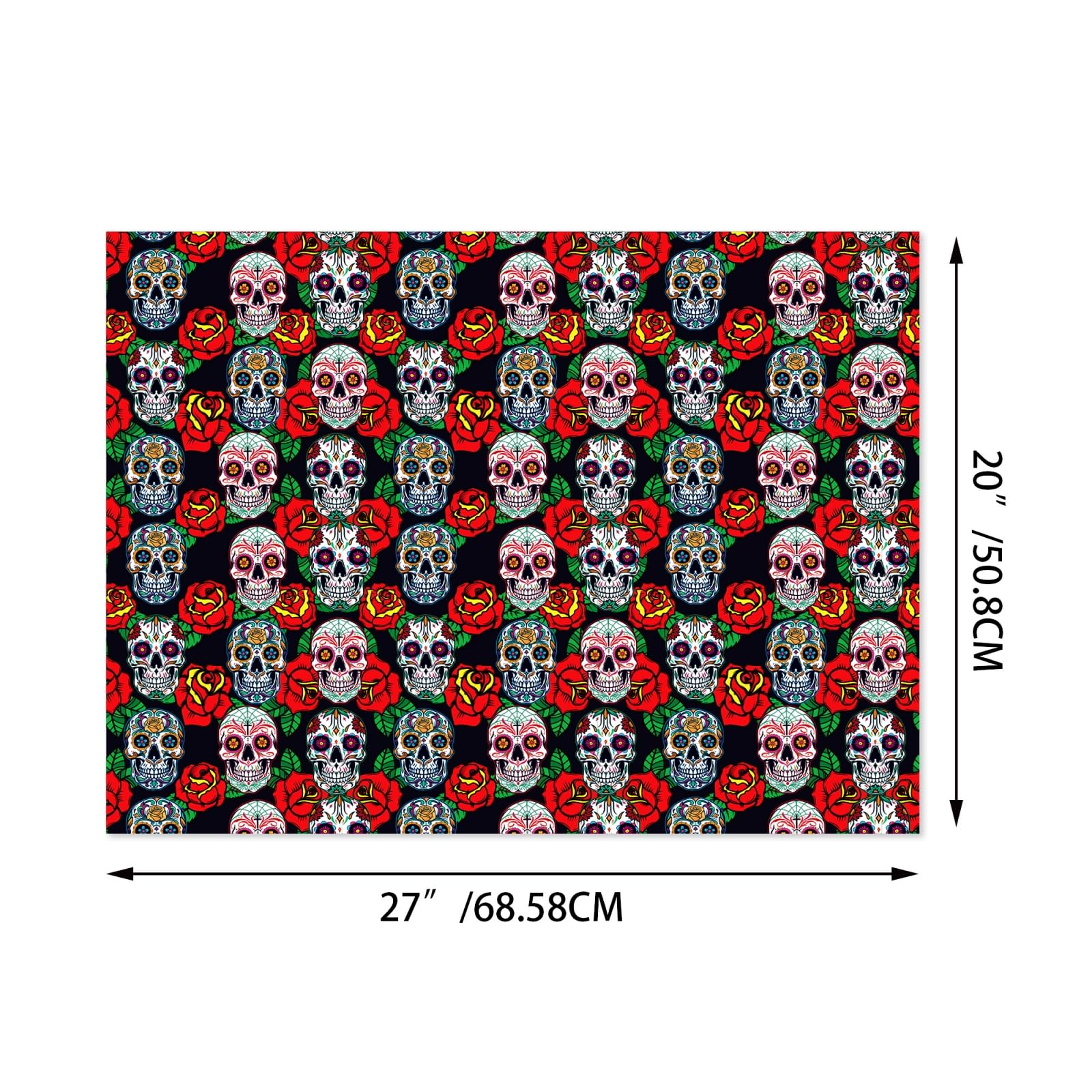 YVAINE 12 Sheets Day of the Dead Wrapping Paper Mexican Sugar Skull Wrapping Paper Folded Flat Art Paper for Dia De Los Muertos Halloween Birthday Party, 20 x 27 Inches