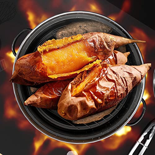 Roasting Pan with Rack and Lid, Stainless Steel Multi Use Roaster Pot Speckled Black Enamel on Steel Cookware(28cm)