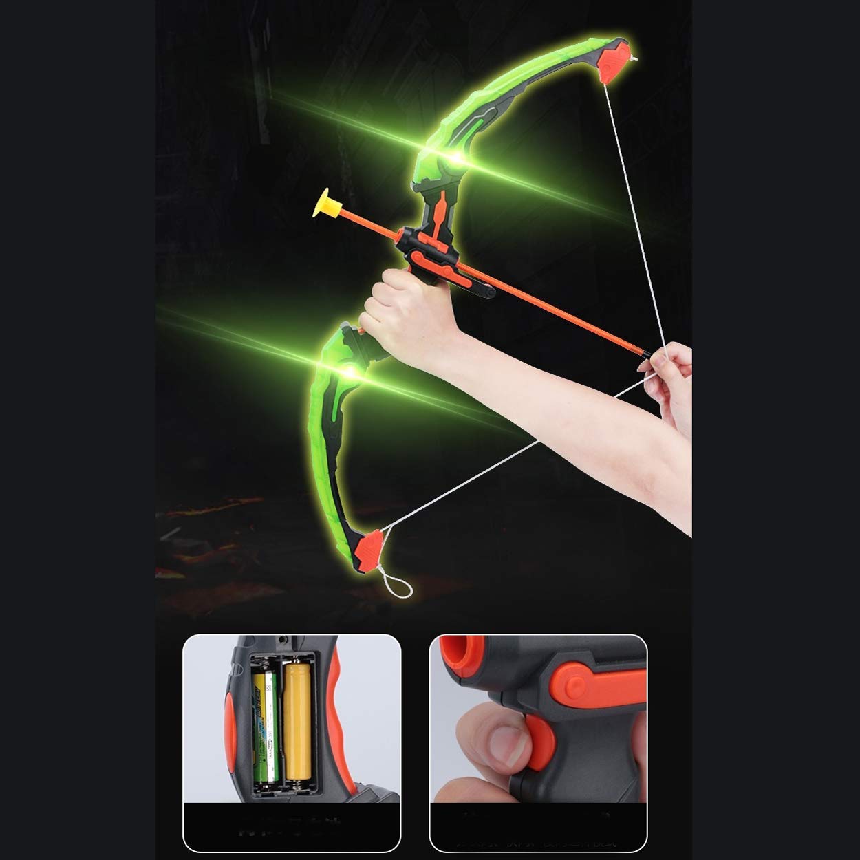 KiiToys Bow & Arrow Toy Set for Kids, Archery Bow 32" Long, Suction Arrow 22", Pretend Play, Soft Power Safe Children Game Set,Silver,Kii-Archery-K35881C