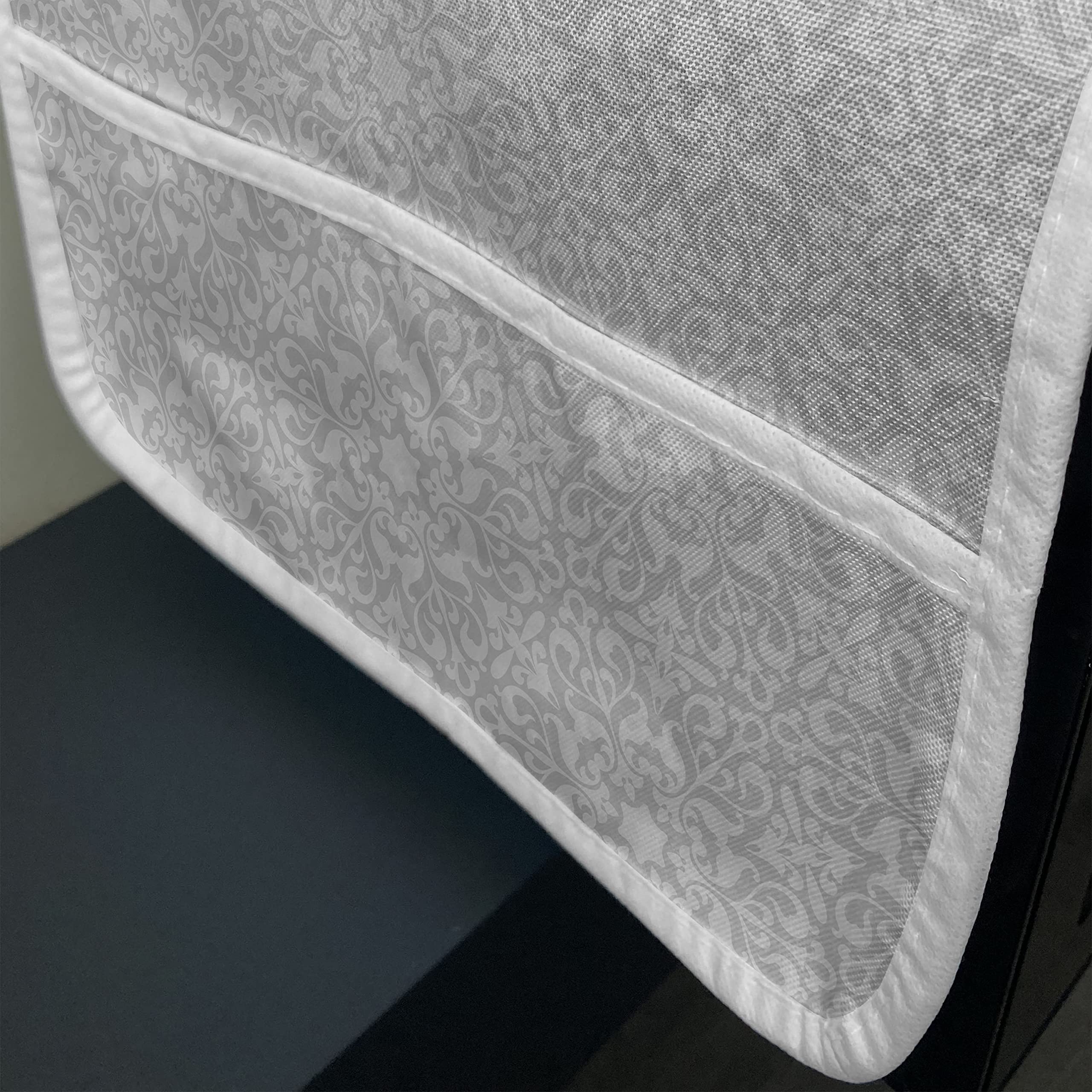 Lunarable Grey Abstract Microwave Oven Cover, Classic Baroque Style Rococo with Moroccan Middle Eastern Effects, Water Resistant Organizer with Pockets for Kitchen, 36" x 12", Pale Grey and Dust