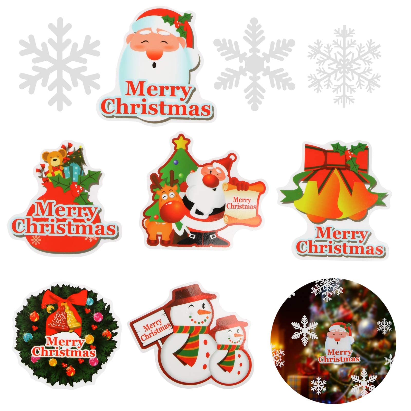 Kesoto Christmas Decoration Snowflake Window Clings Glueless PVC Wall Stickers for Windows Glasses, 10 Sheets