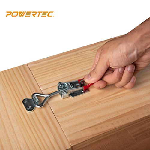 POWERTEC 2PK Toggle Clamp, 700 lbs Holding Capacity, 431 Adjustable U Bolt Latch w/Antislip Hand Grip for Woodworking Jigs & Fixtures, Smoker, Tire Carrier, Tool Box, Cabinet, Truck (20307-P2)