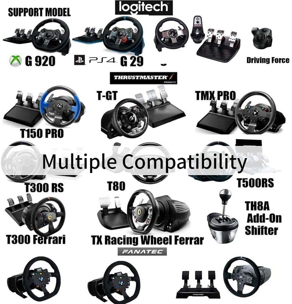 Minneer Robust Racing Simulator Cockpit/Fit for Thrustmaster,FANTEC,logitech G25,G29,G92,G923 /Height Adjustable Gaming Steering Wheel Stand/Wheel&Pedals Not Included