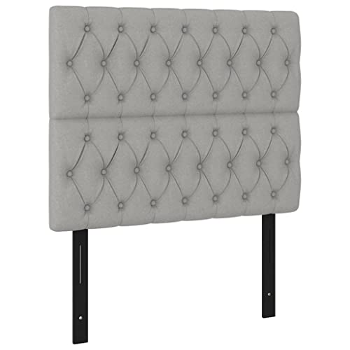 vidaXL Box Spring Bed with Mattress and LED Bedroom Upholstered Single Bed Frame Base Mattress Protector Foam Topper Light Gray Twin XL Fabric