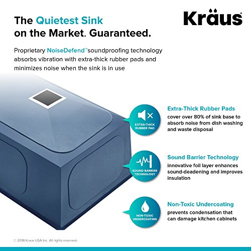 KRAUS Pax 22 1/2-inch 16 Gauge Undermount Single Bowl Stainless Steel Kitchen Sink, KHU23, Satin
