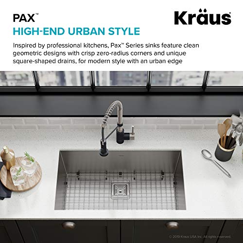 KRAUS Pax 31 1/2-inch 16 Gauge Undermount Single Bowl Stainless Steel Kitchen Sink, KHU32