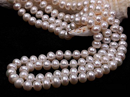 JYX Double-row 8mm Flatly-round Freshwater Cultured Pearl Necklace 22"