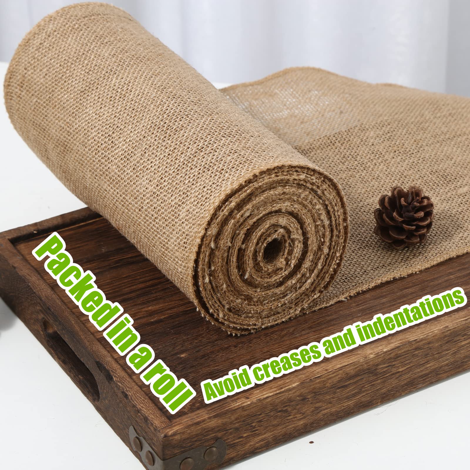 KENNUOCAT Burlap Table Runners-Natural Rustic Decor for Weddings,Parties,and Events-Durable&Versatile-12x108 inches (2 Pack)