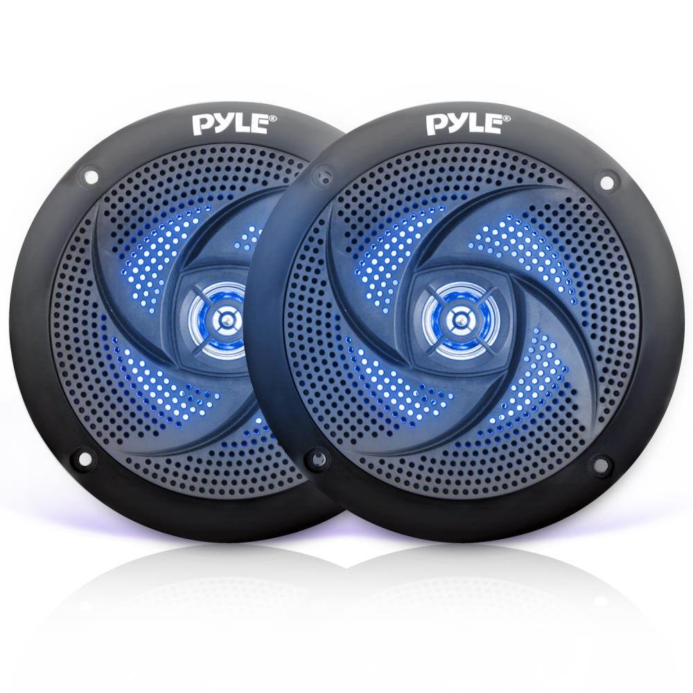 Pyle Low-Profile Waterproof Marine Speakers (Black) & Marine Waterproof Speakers 6.5” 1 Pair in Black