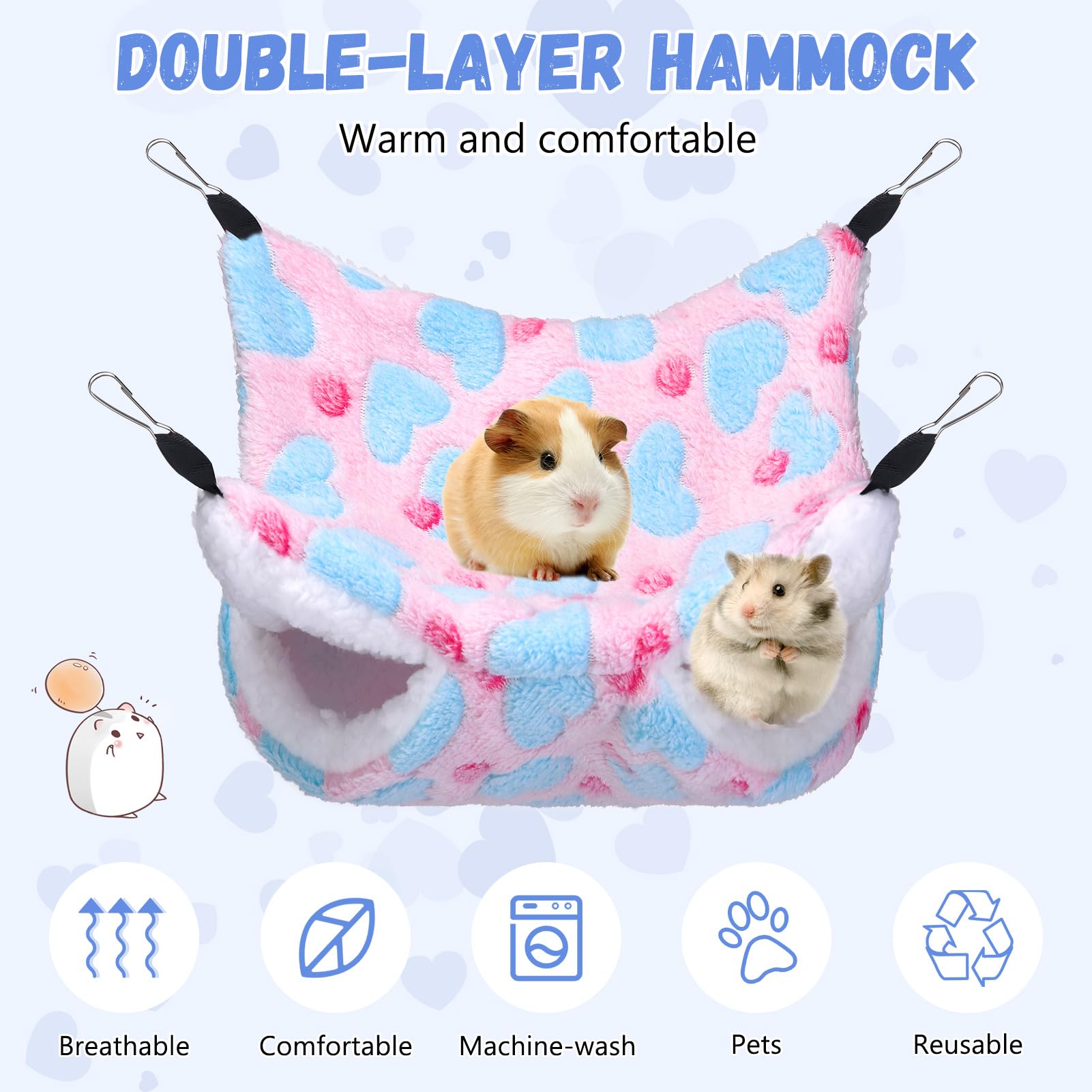 Jspupifip 8 Pcs Guinea Pig Rat Hammock Hanging Hammock Bunkbed Toys Accessories for Small Animals Guinea Hamster Parrot Rat Mice Chinchilla Flying Squirrel Hideout Soft Double Layer