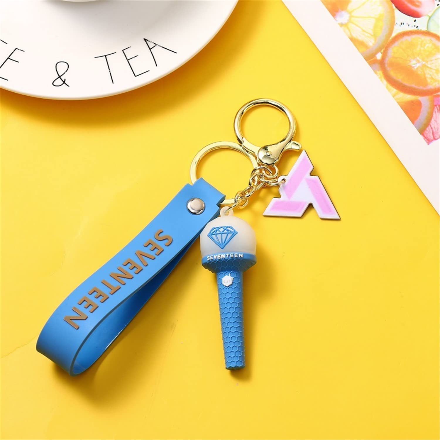 KPOP Light Stick ATEEZ Seventeen Aespa ITZY Rubber Keychain Key Ring Bag Ornaments (SEVENTEEN)