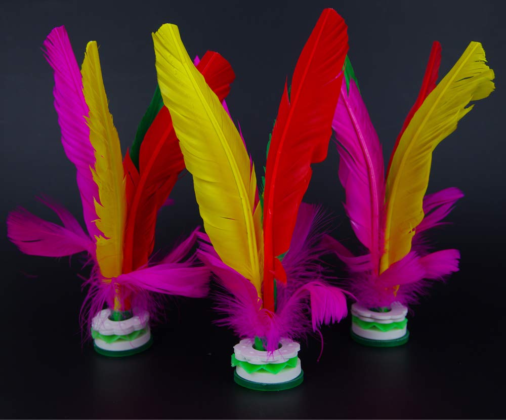 Jianzi 3 Pack Chinese Jianzi Kick Shuttlecock Colorful Feather Foot Sports Outdoor Toy Game