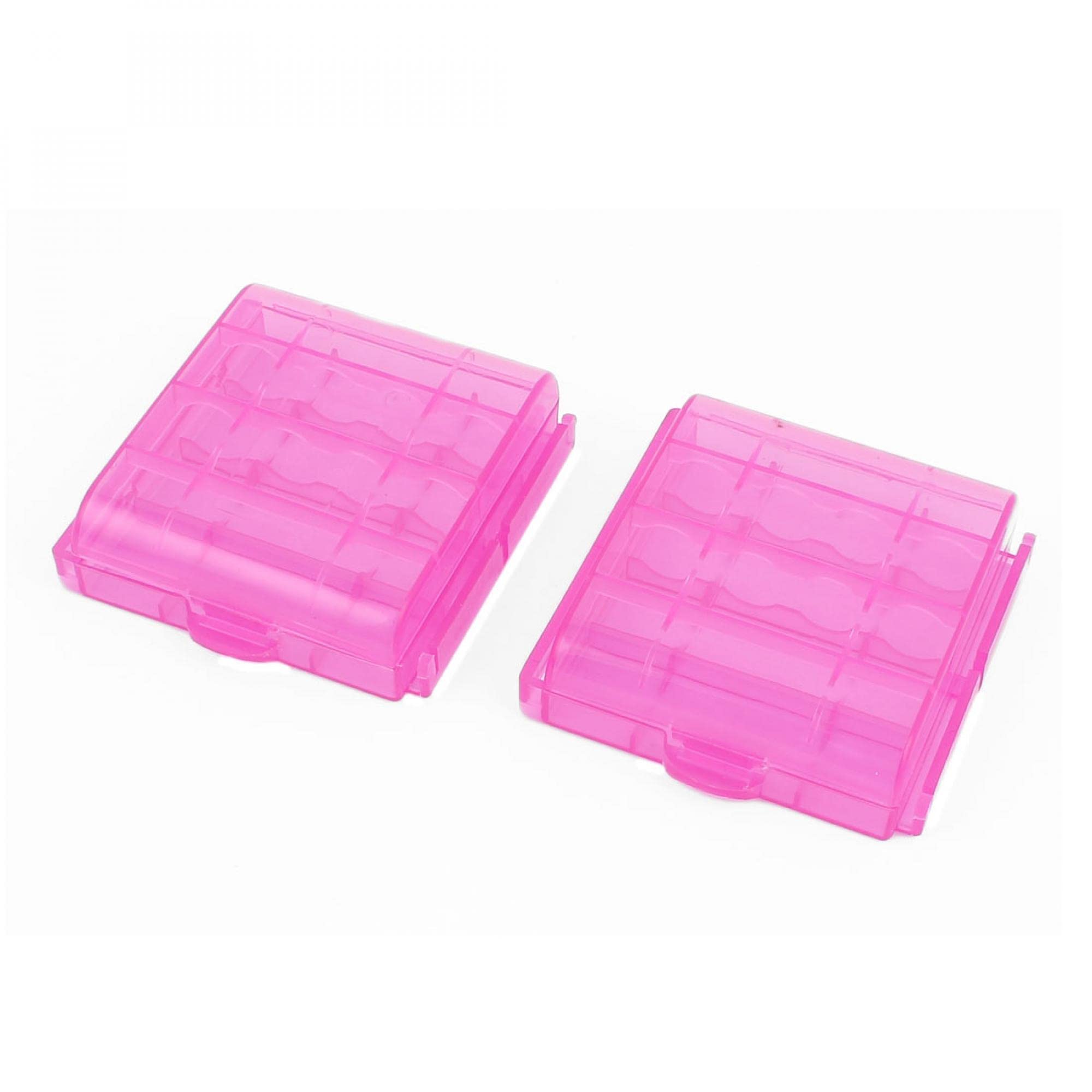 sourcing map AA Battery Container Case Storage Box Holder Plastic 4 Capacity Red 5 Pcs